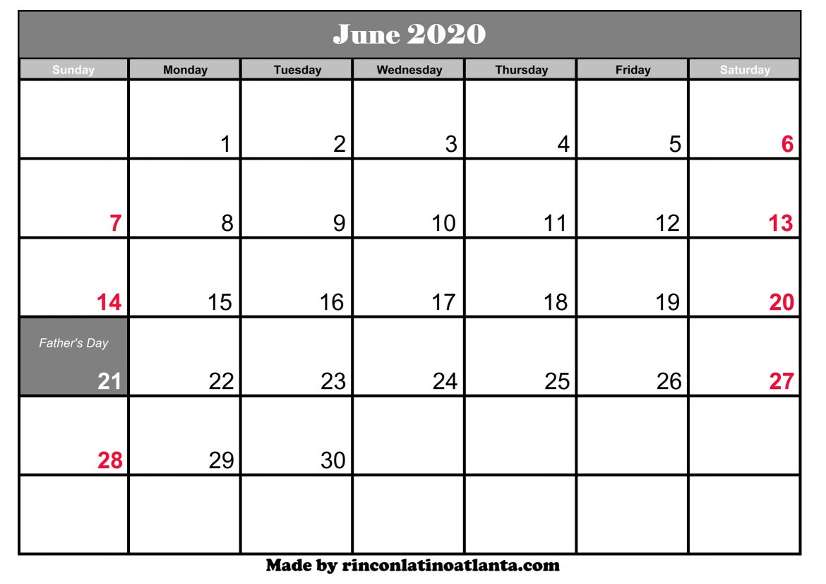 June 2020 Calendar Printable With Holidays | Calendar Template Printable