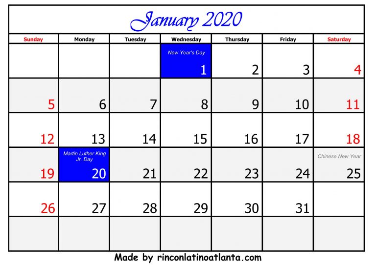 12 Month Calendar Template 2020 | Calendar Template Printable